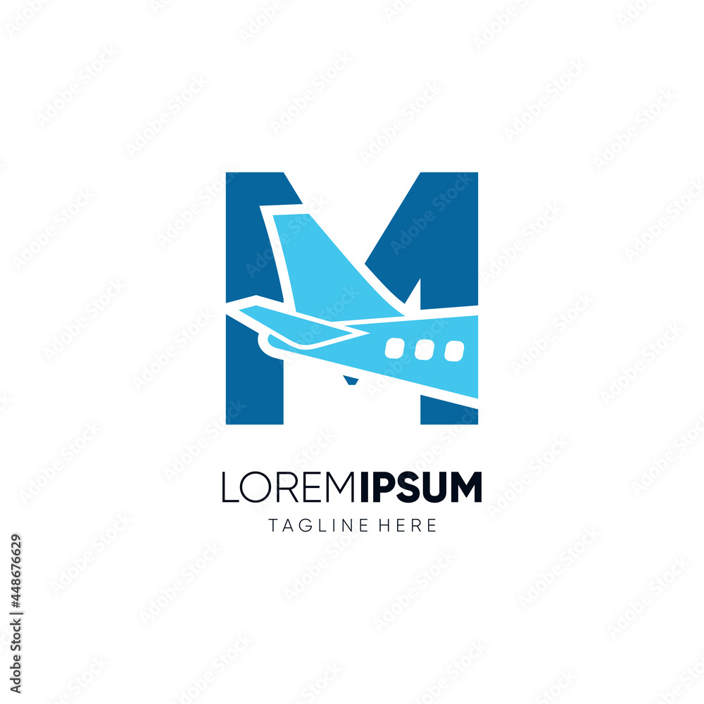 Letter M Initial Airplane Tail Logo Design Vector Graphic Icon Emblem ...