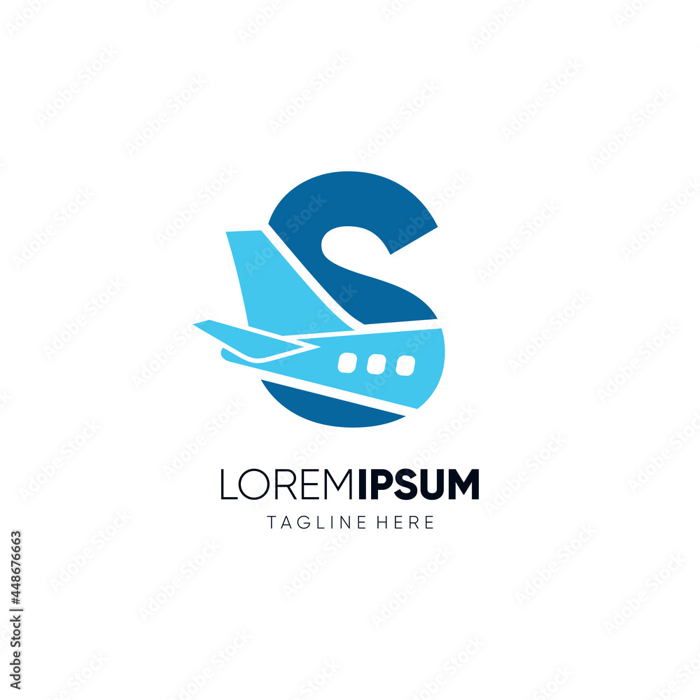 Letter S Initial Airplane Tail Logo Design Vector Graphic Icon Emblem ...