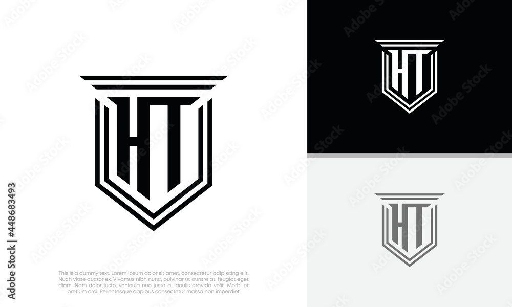 Initials HT logo design. Luxury shield letter logo design. Stock Vector ...