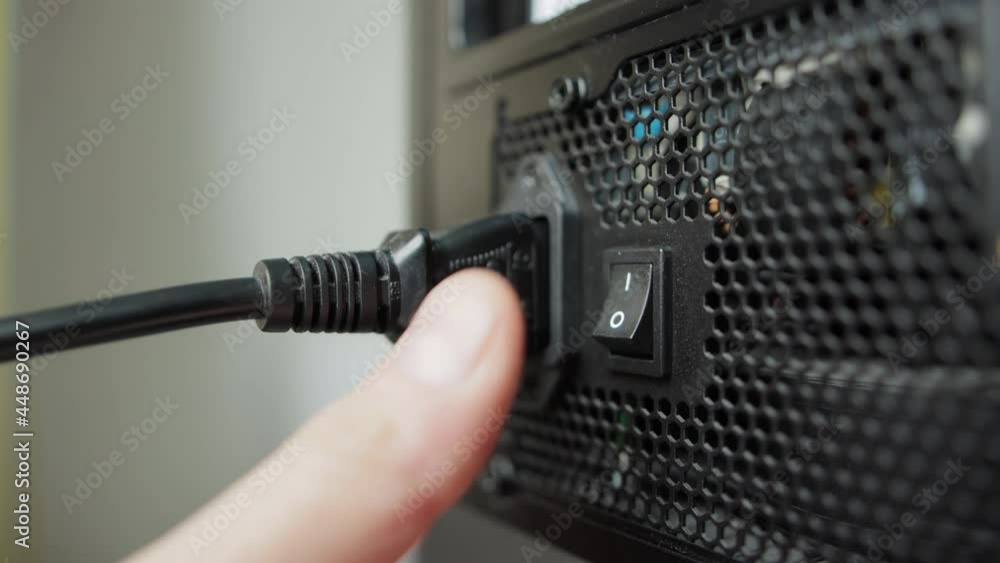 Turning off the power supply using a button in the system unit and ...