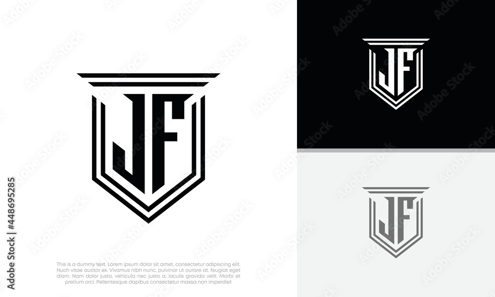 Initials JF logo design. Luxury shield letter logo design. Stock Vector ...