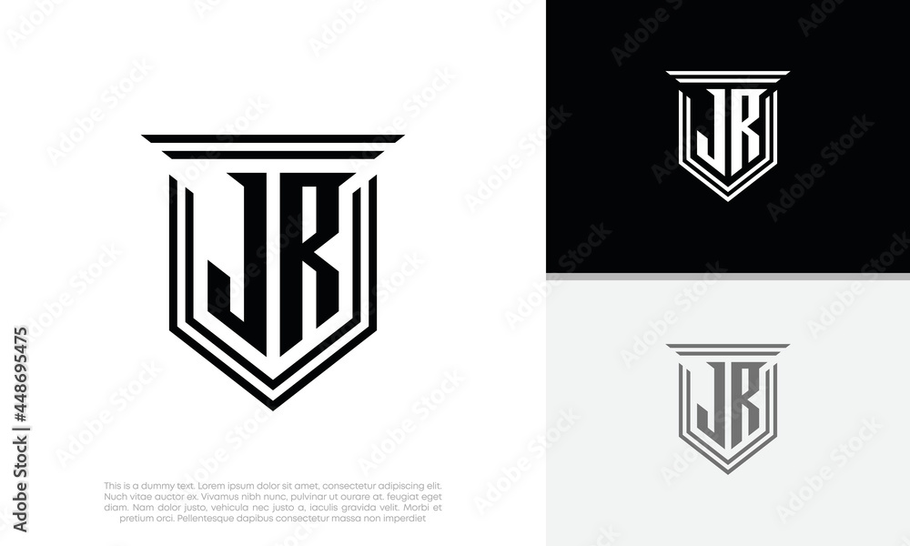 Initials JR logo design. Luxury shield letter logo design. Stock Vector ...