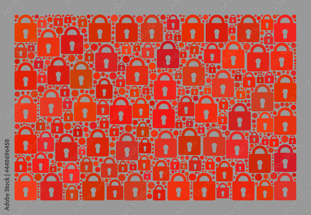 Mosaic locked red flag designed with lock elements. Vector mosaic ...