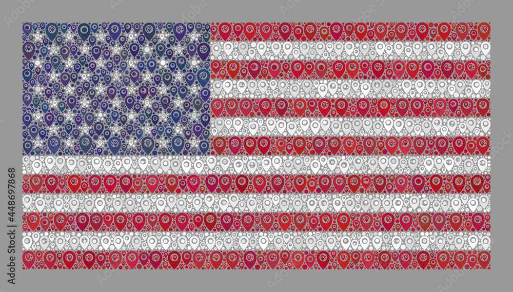 Mosaic pointer USA flag designed with cursor elements. Vector collage ...