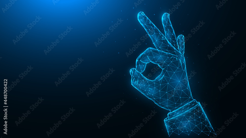Ok hand gesture low poly art, polygonal vector illustration ok sign or ...