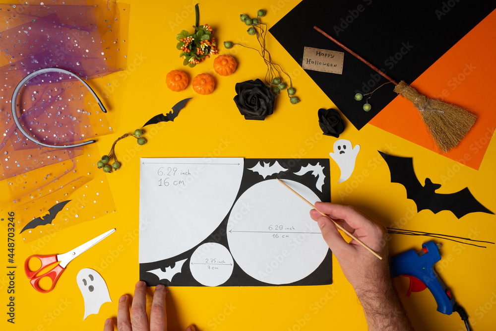 DIY Halloween witch hat. Halloween craft step by step instructions ...