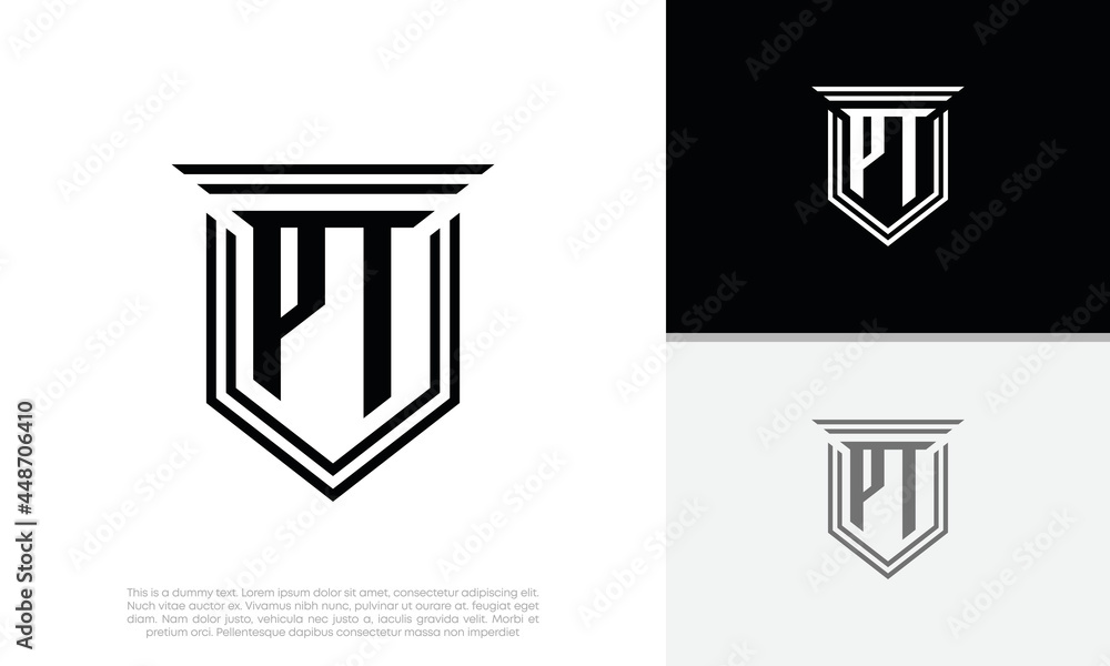 Initials PT logo design. Luxury shield letter logo design. Stock Vector ...