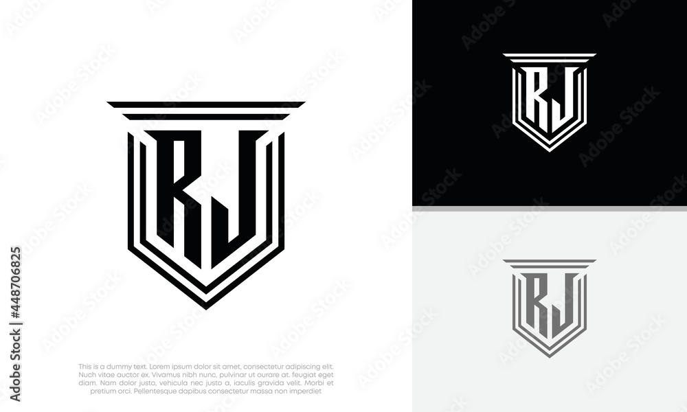 Initials RJ logo design. Luxury shield letter logo design. Stock Vector ...