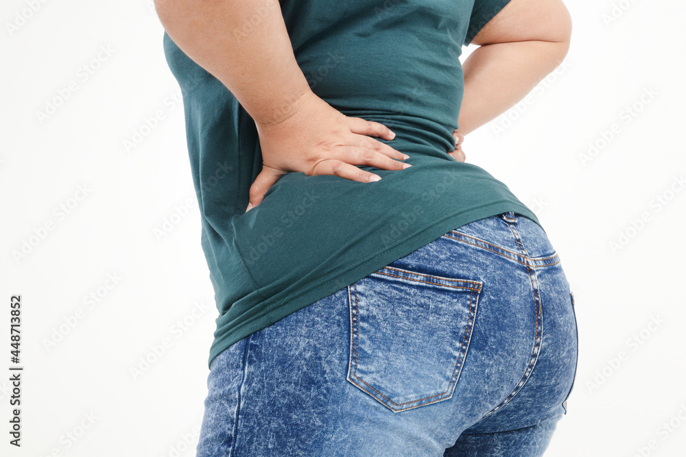 asian fat woman have a lot of weight Pain in the lumbar region Apply ...