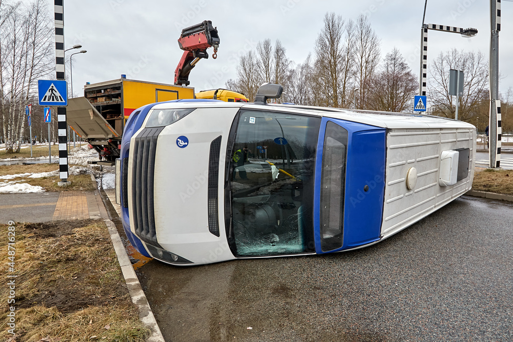 damaged cars on the highway at the scene of an accident Stock Photo ...