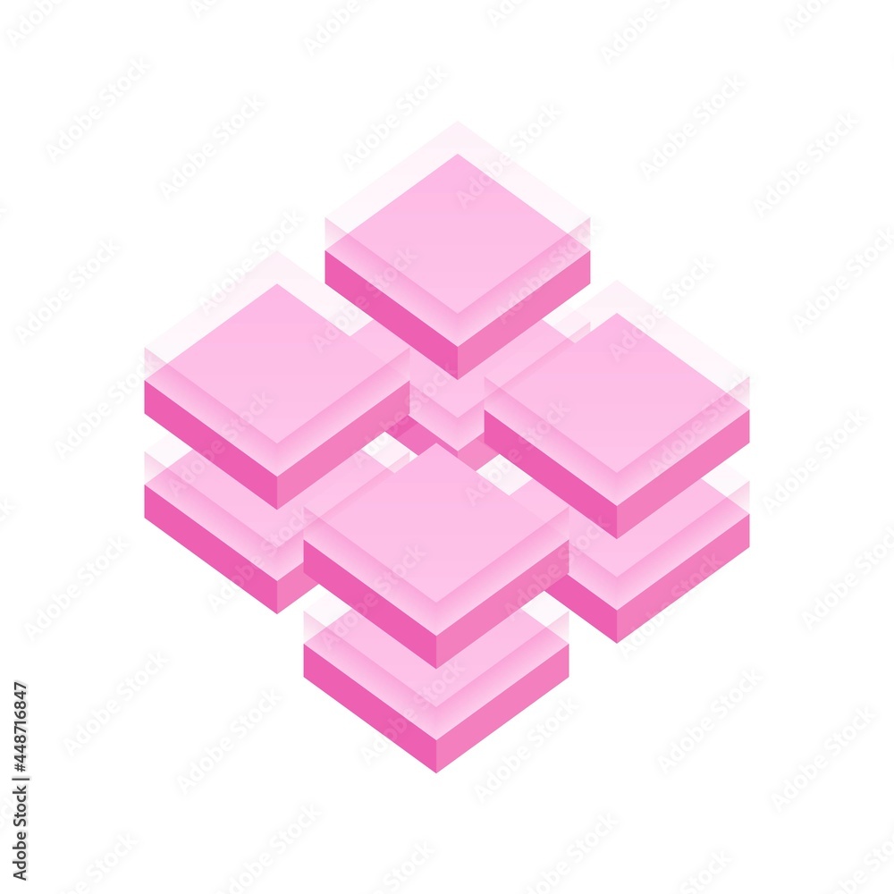 Cube Icon Design. Pink decorative glass cube. 3D Isometric Cube. Vector ...