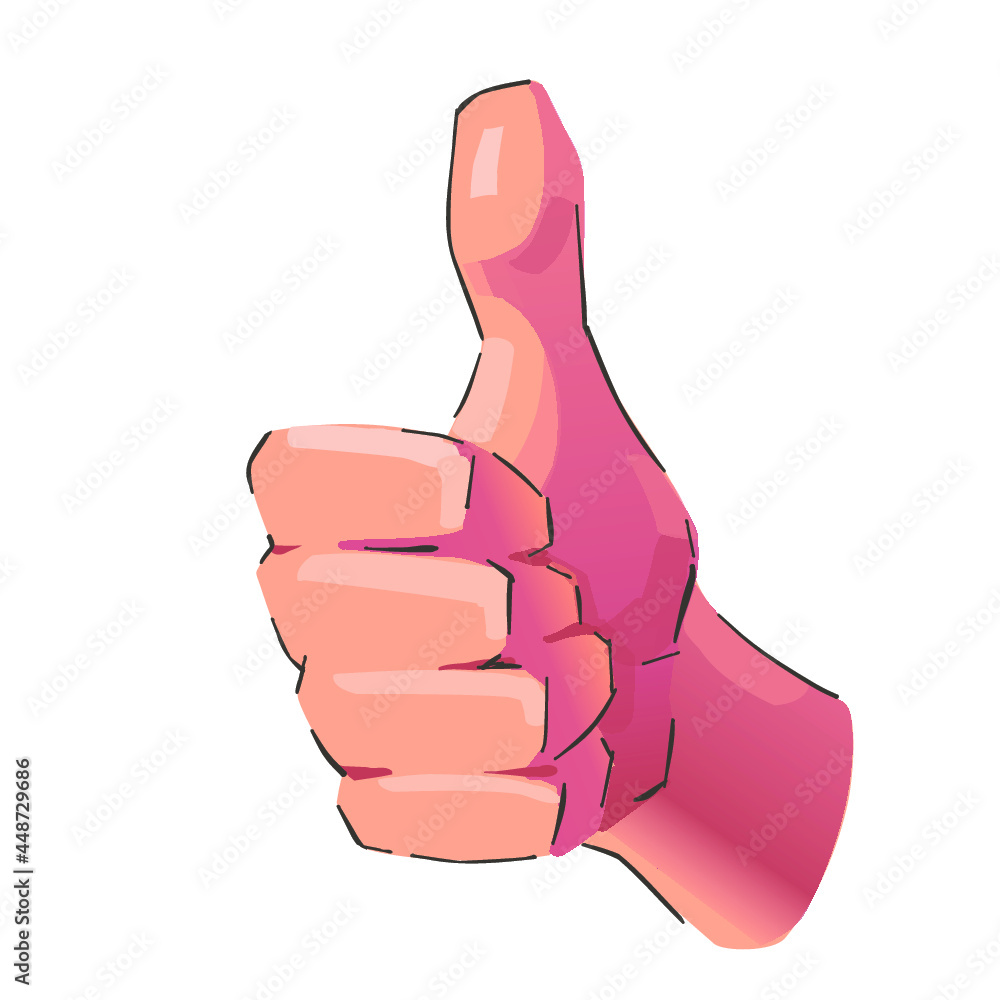 Hand showing symbol Like. Making thumb up gesture icon. Color ...