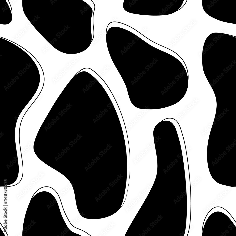 Seamless Abstract Pattern With Black Spots Stylish Simple Vector
