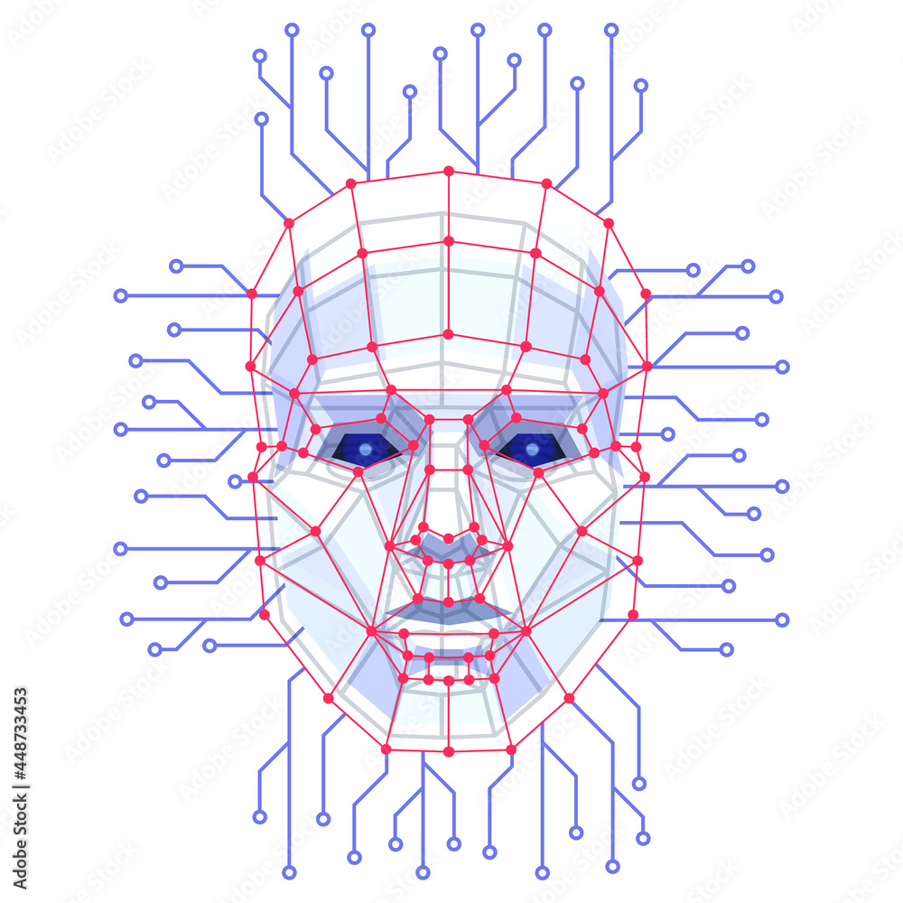Facial Recognition System concept. Face ID verification services or ...