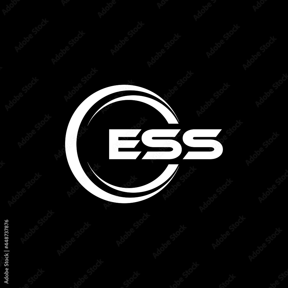 Vecteur Stock ESS letter logo design with black background in ...