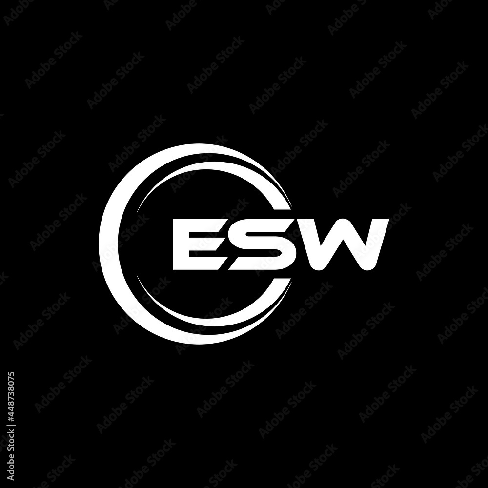ESW letter logo design with black background in illustrator, vector ...