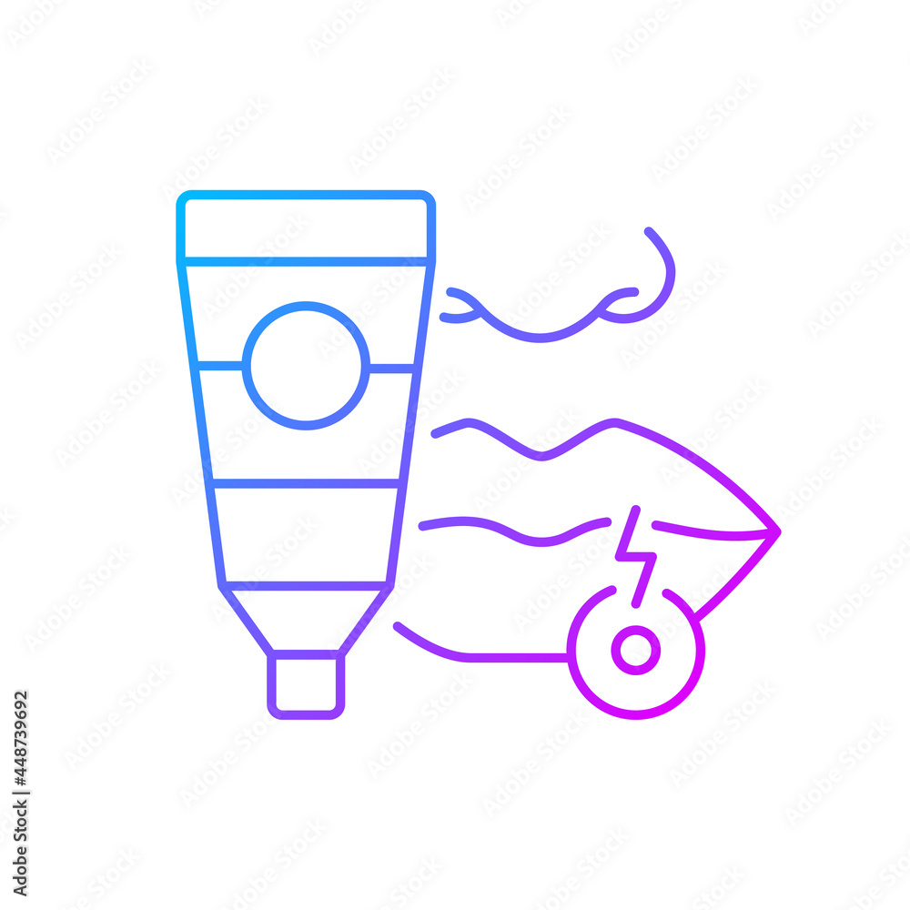 Cream for cold sore gradient linear vector icon. Antiviral ointment. Treat fluid-filled blisters ...