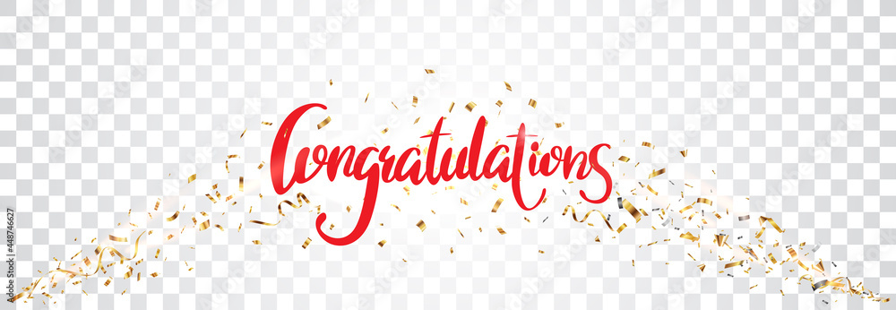 Congratulations sign letters banner with gold confetti Stock Vector ...