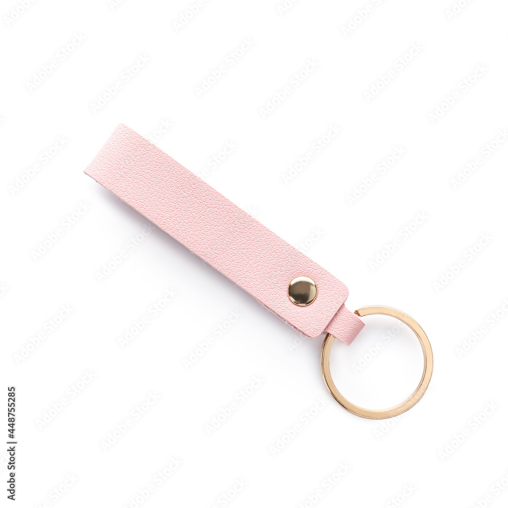 Leather keychain on white background Stock Photo | Adobe Stock