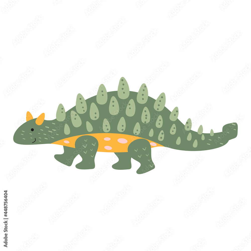 Dinosaur ankylosaurus cartoon illustration. An isolated object on a ...