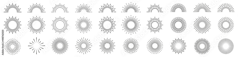 Sunburst line illustration. Sunrise. Sunbeam Vector illustration Stock ...
