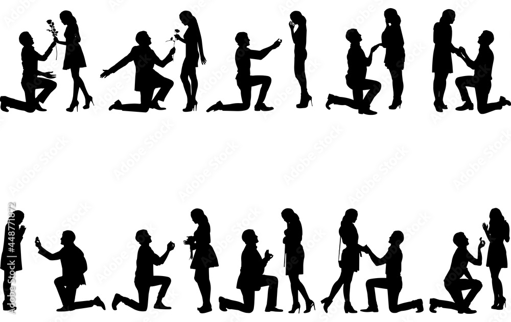 Couple Engaged Silhouette Vector Stock Vector | Adobe Stock