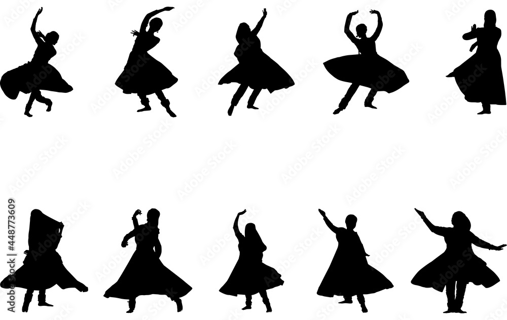 Kathak Dance Silhouette Vector Stock Vector | Adobe Stock