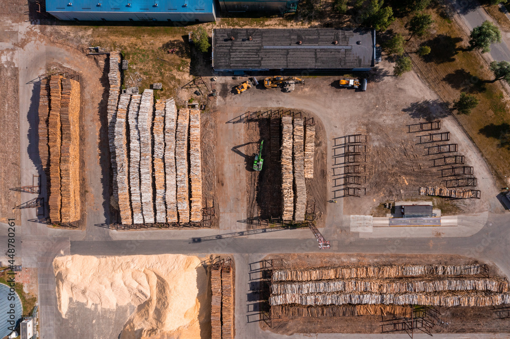 Paper production workshops on big pulp and paper mill, panoramic view ...