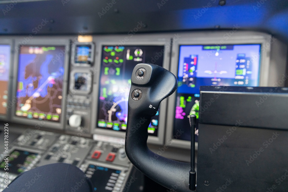 Screens and control panels in a jet aircraft. Stock Photo | Adobe Stock