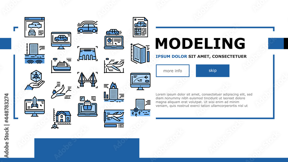 Modeling Engineering Landing Web Page Header Banner Template Vector ...
