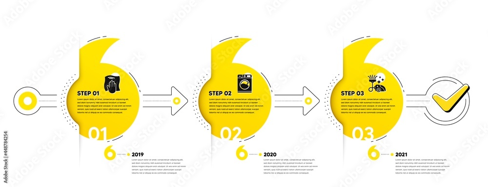 Cleaning Infographic timeline with 3 steps. Workflow process diagram ...