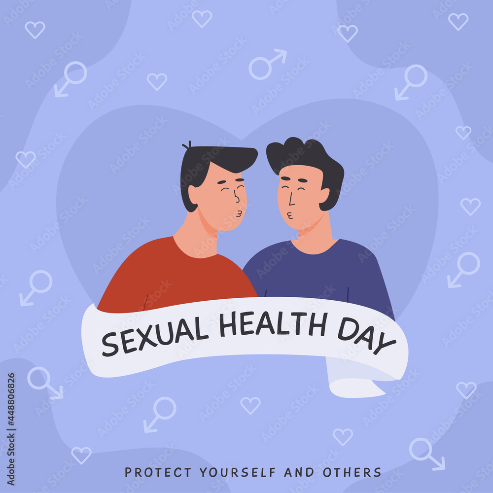World Sexual Health Day Square Card Homosexual Gay Couple In Love Sex