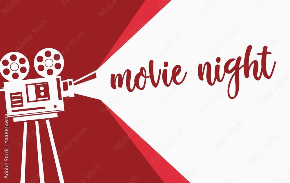 Movie night. Home cinema watching. Cartoon vector illustration Stock ...