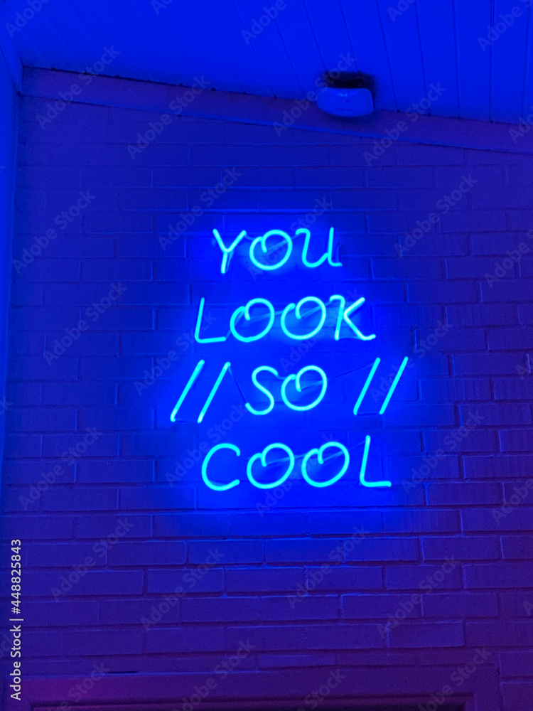 Blue neon sign Stock Photo | Adobe Stock