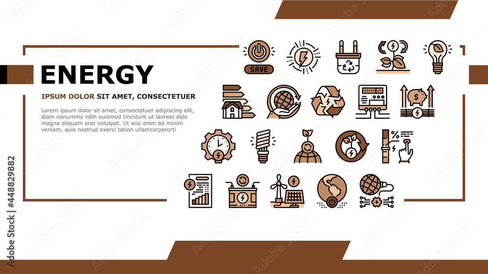 Energy Saving Tool Landing Web Page Header Banner Template Vector ...