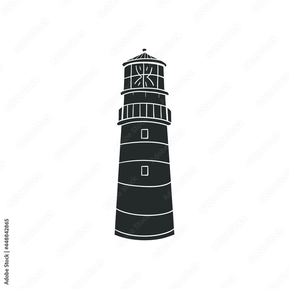 Lighthouse Icon Silhouette Illustration. Nautical Architecture Vector ...