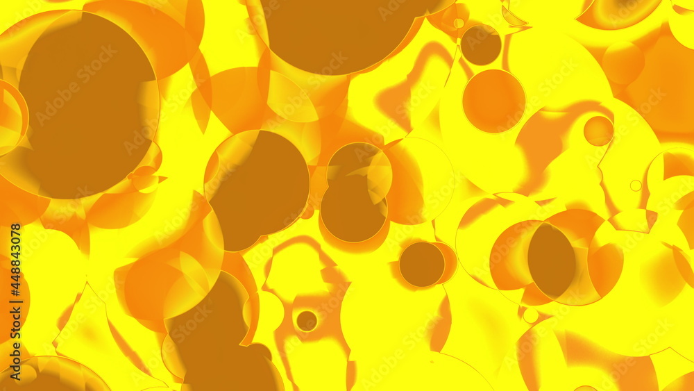 Round textures with 3d render gradient in chaotic motion. Geometric ...