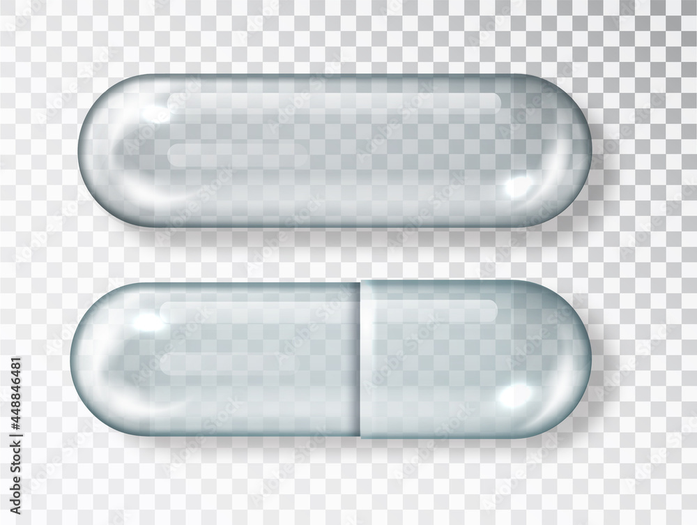 Glass Empty Safety Capsule Showcase. Empty Medicine Capsule Pill ...