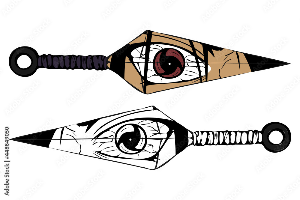 Vetor de Image of Kunai ninja weapons and Itachi eyes inside the knife ...