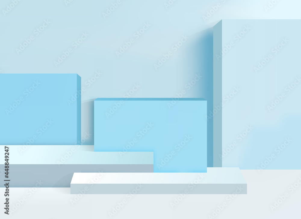 Stage for product concept. Background vector 3d blue rendering with ...