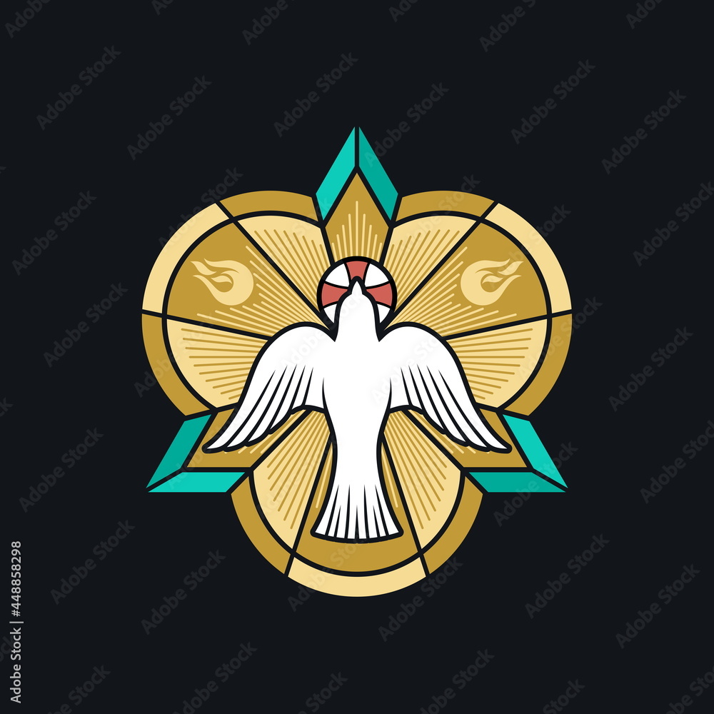 Plakat Christian illustration. The image of a dove - a symbol of the ...