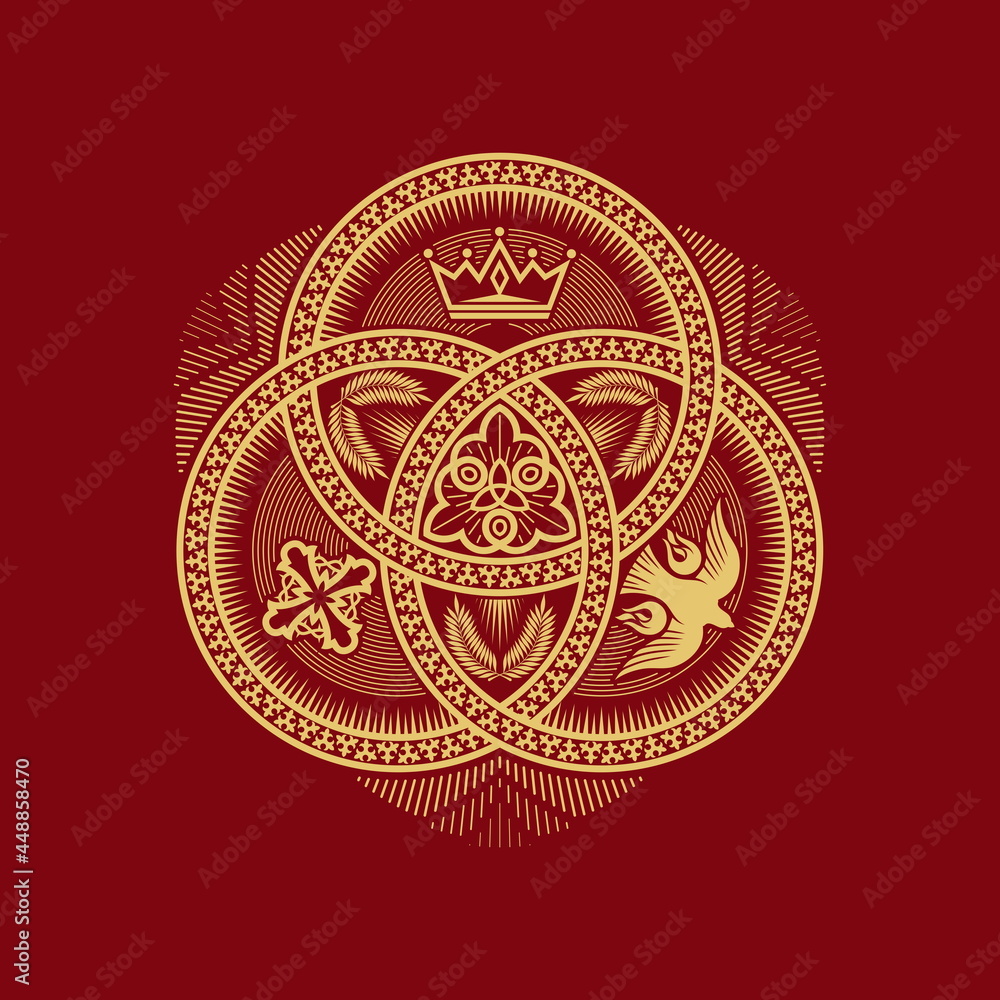 Christian illustration. The magnificent seal of the Holy Trinity: God ...