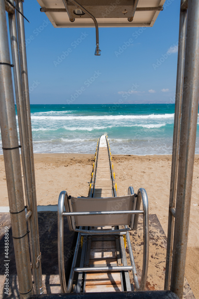 Safe motorized wheelchair ramp with build in fresh water shower, used ...