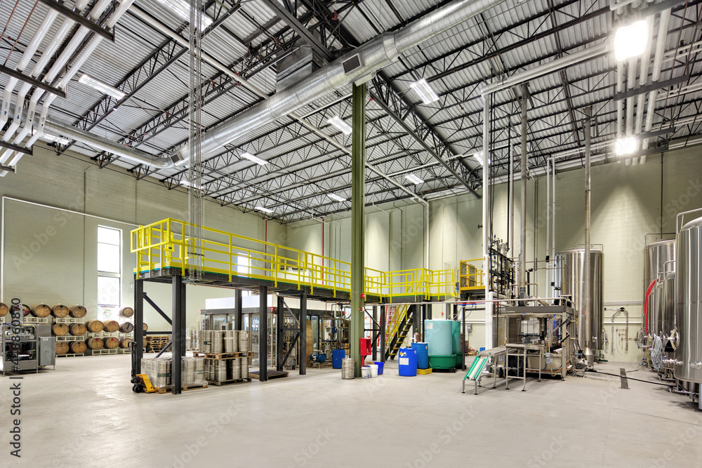 Interior of industrial warehouse factory building with equipment Stock ...