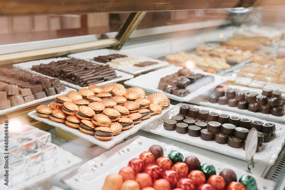 Sweets At Confectionary Shop Showcase Stock Photo | Adobe Stock