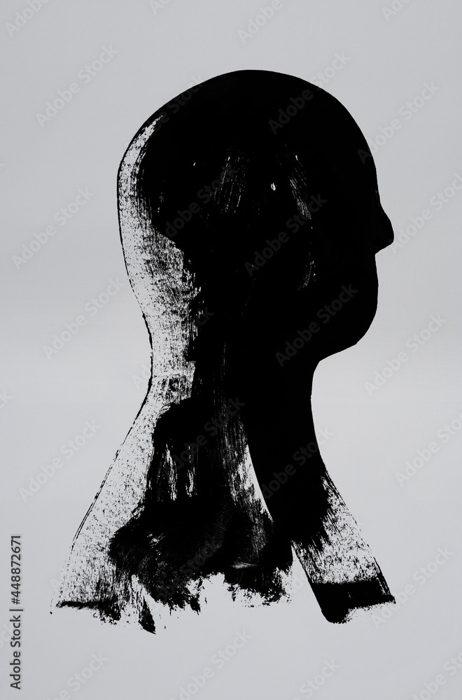 Side Profile of Head and Shoulders in Black Ink Stock Photo | Adobe Stock