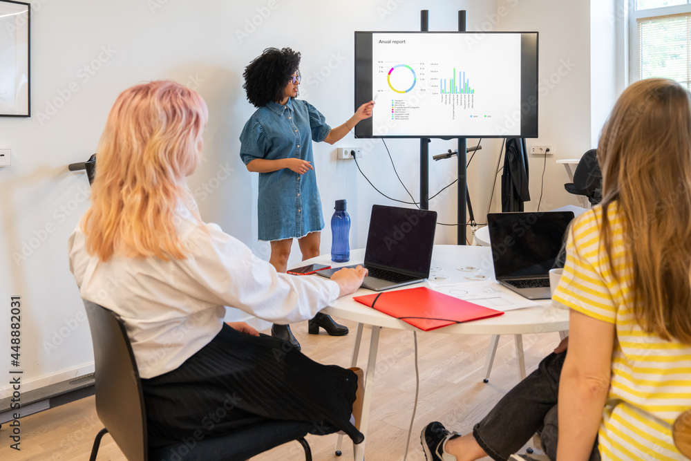 Presentation Using Projector At Startup Meeting. Stock Photo | Adobe Stock