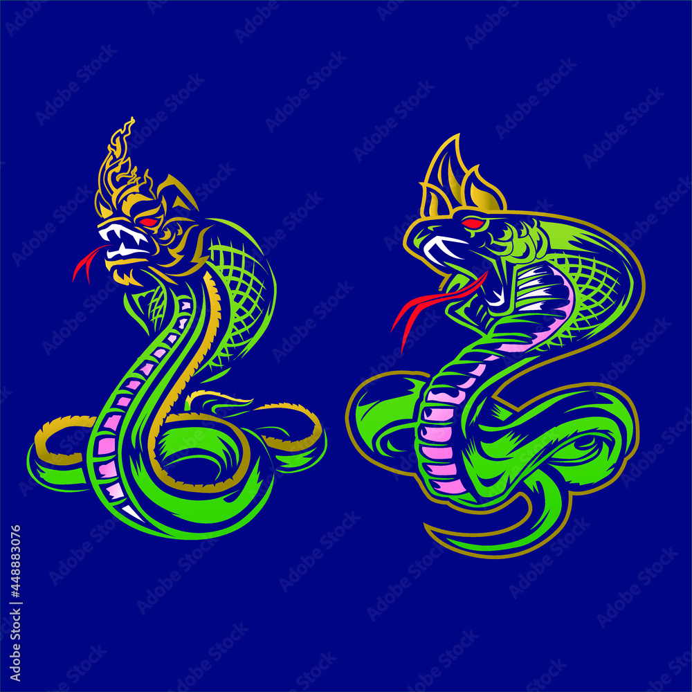 Vetor de naga illustration. the snake in thai myth. Snake logo in ...