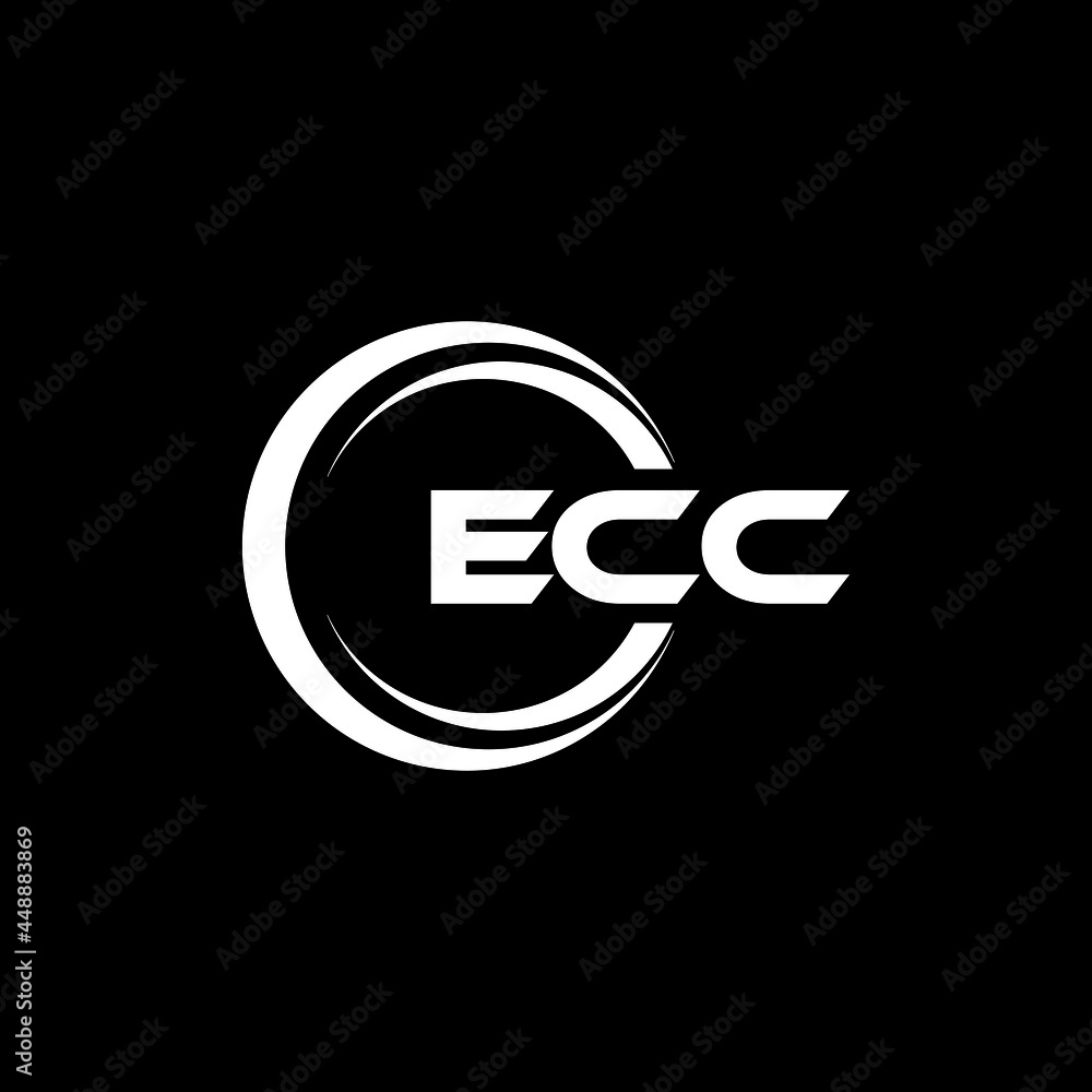 ECC letter logo design with black background in illustrator, vector ...