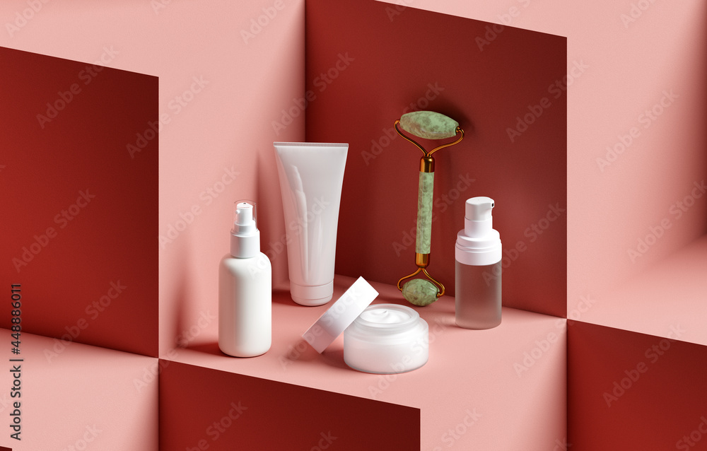 Body and skin care cosmetics on abstract background Stock Photo | Adobe ...
